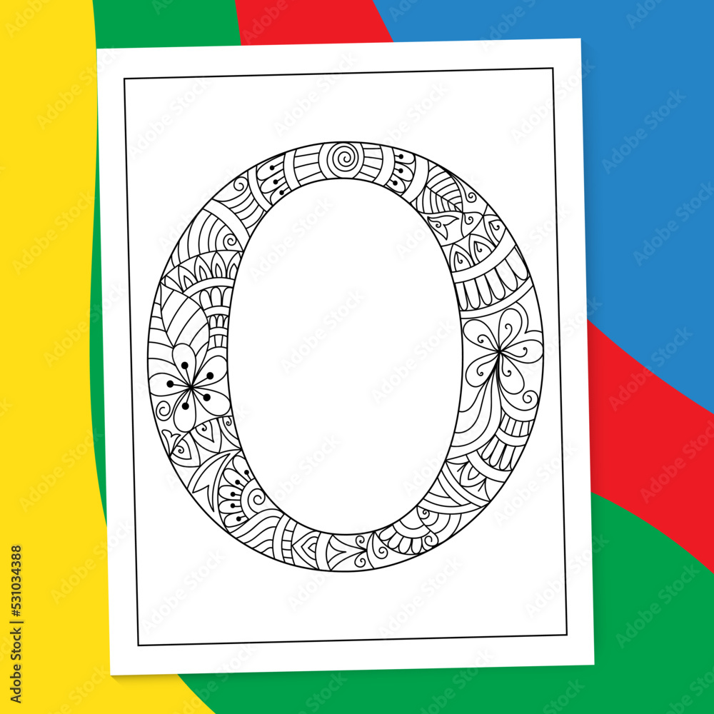 A to Z Hand-drawn Mandala Alphabet letter Coloring page. alphabet ...