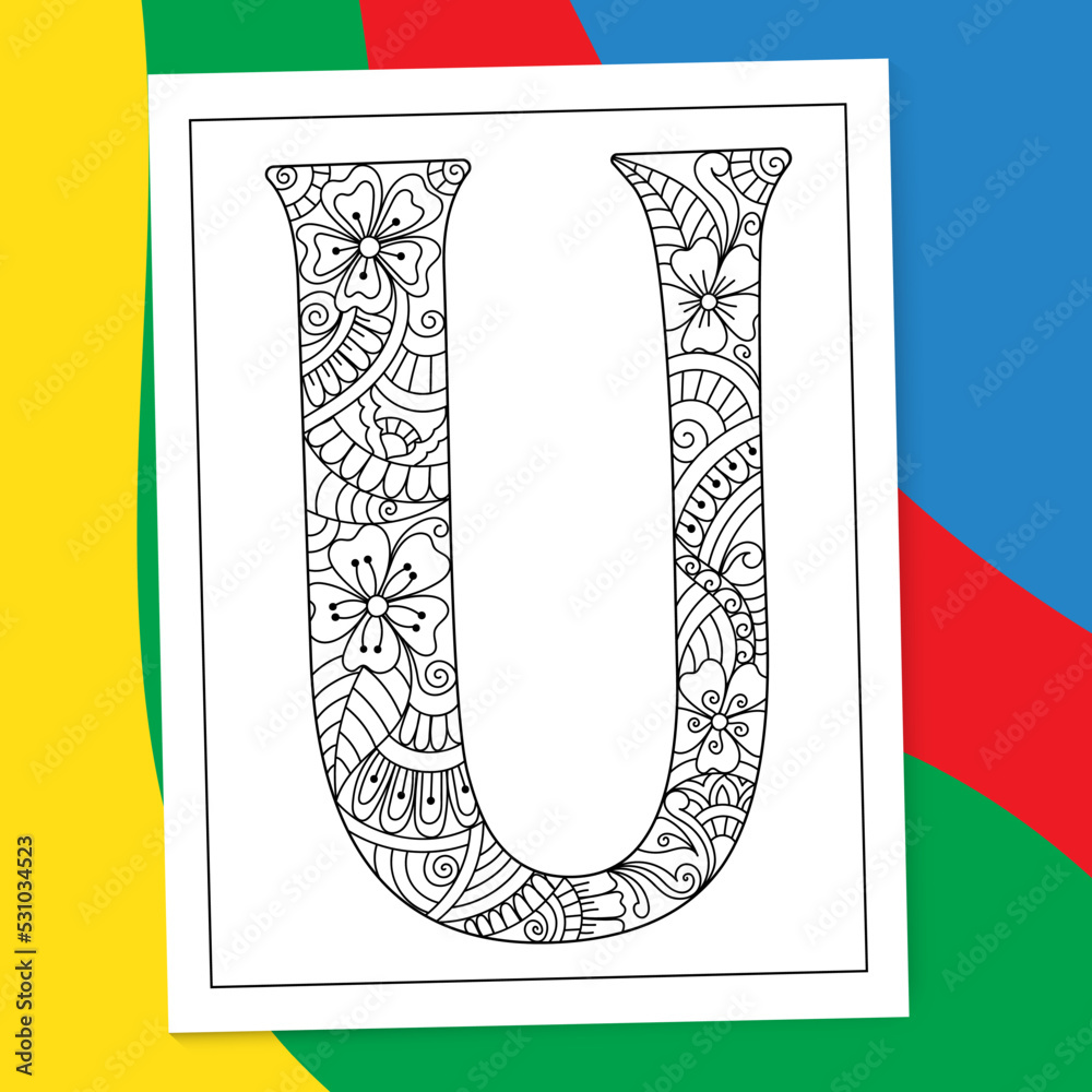 A to Z Hand-drawn Mandala Alphabet letter Coloring page. alphabet ...