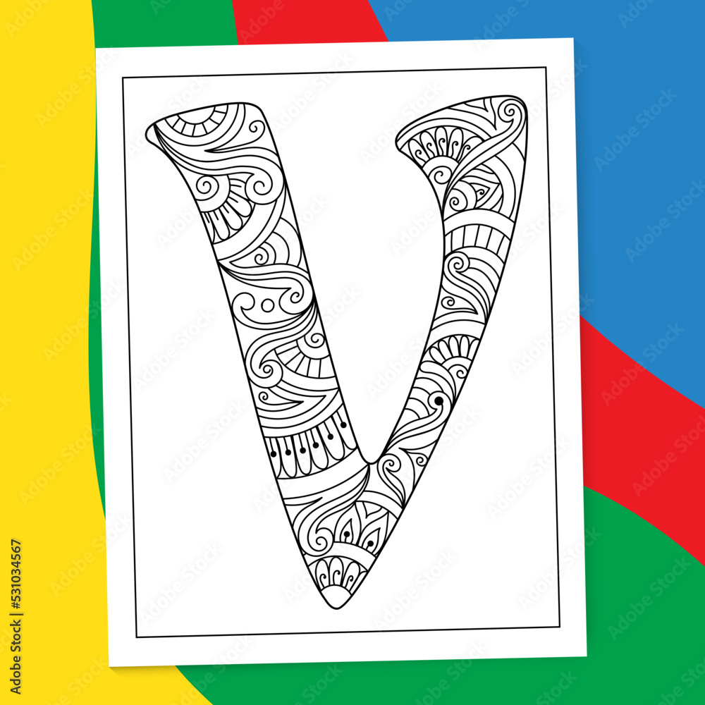 A to Z Hand-drawn Mandala Alphabet letter Coloring page. alphabet ...