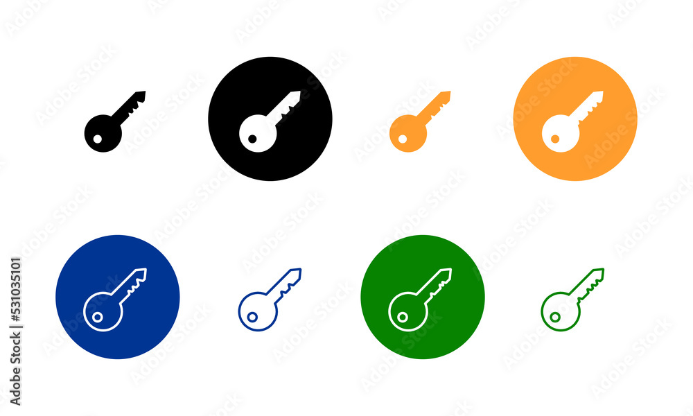 key vector. key icon, door icon, lock and unlock. key silhouette ...