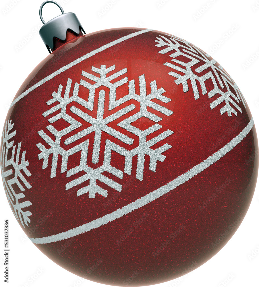 Red retro Christmas ornament with snowflake design isolated on ...