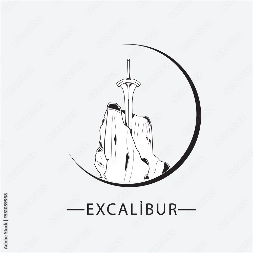 Excalibur logo icon with black circle. premium design inspiration ...