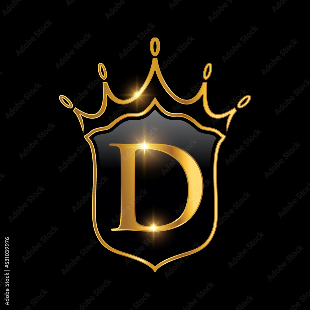 Initial D monogram alphabet with a crown. Royal King queen luxury ...
