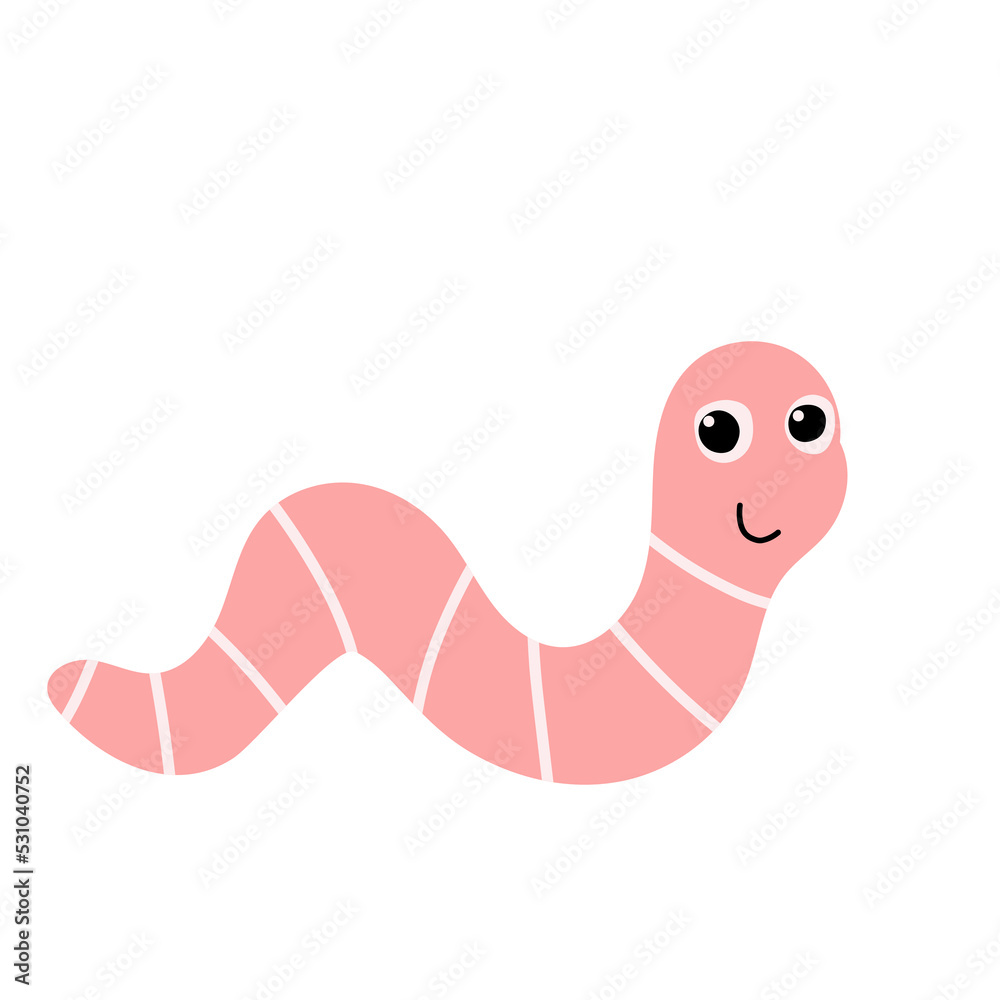 Cute little worm character. Vector cartoon illustration for kids. Stock ...