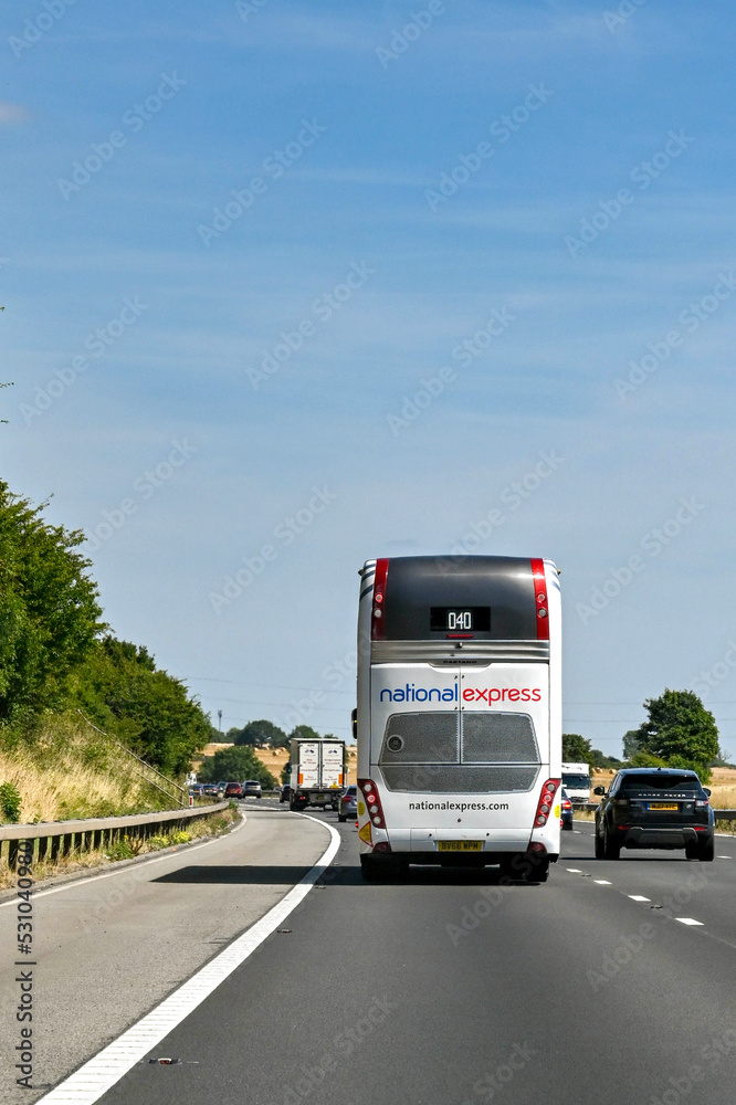 Swindon, England, UK - August 2022: Rear view of a National Express ...