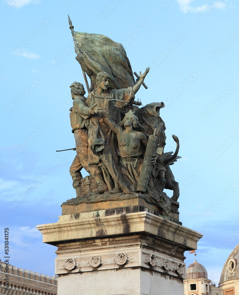 Vittoriano National Monument Detail with Bronze Sculpture Depicting ...