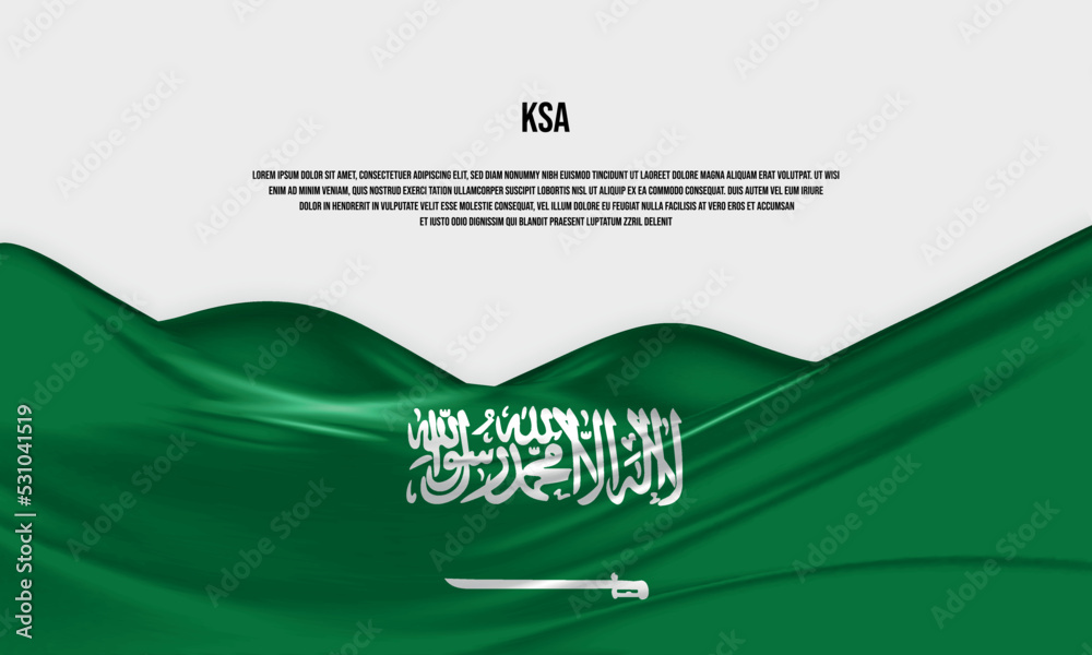 Saudi Arabia flag design. Waving KSA flag made of satin or silk fabric ...