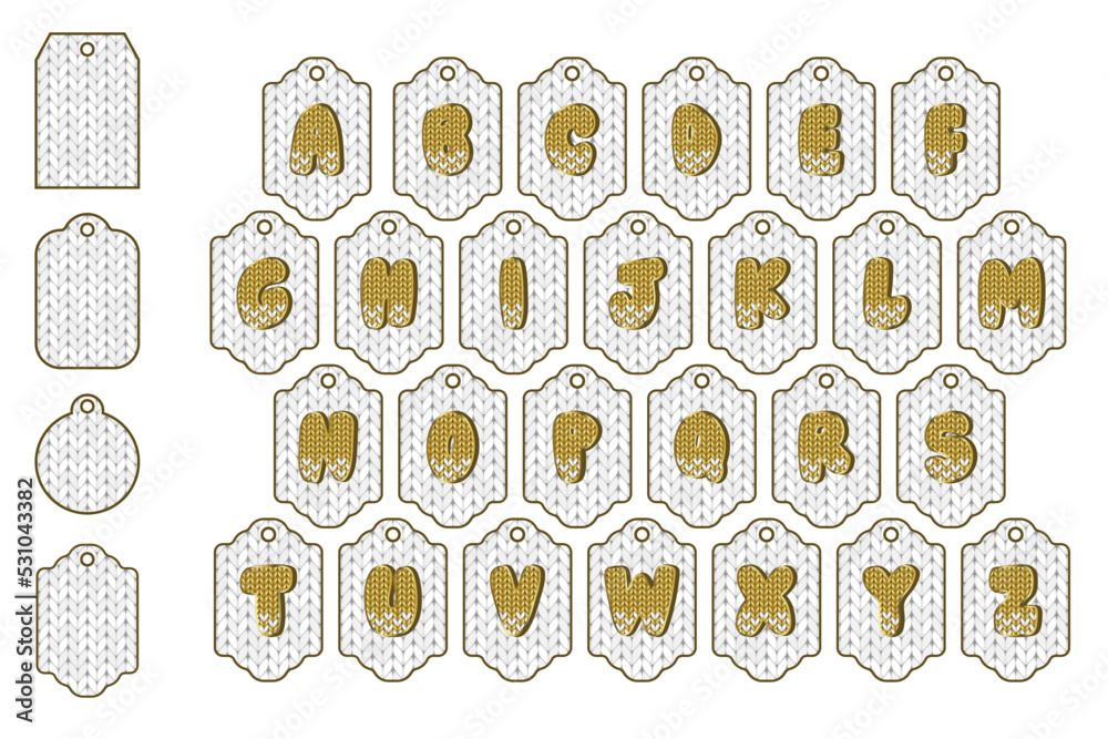 Printable cut monogram gift tag for Christmas packaging. Gold letter ...