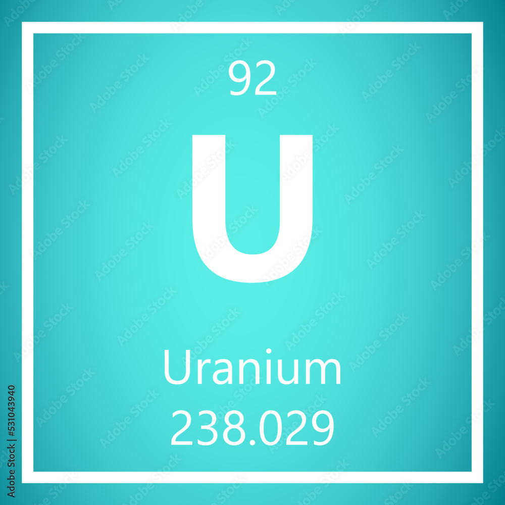 Uranium U Periodic Table of Elements, Atomic Mass Vector Illustration ...