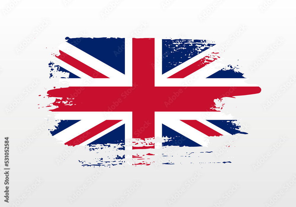 Modern style brush painted splash flag of United Kingdom with solid ...