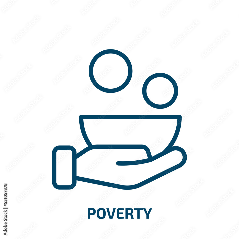 poverty icon from general collection. Thin linear poverty, money, poor ...