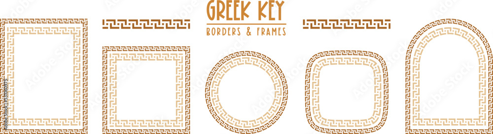 Greek key frames and borders collection. Decorative ancient meander ...