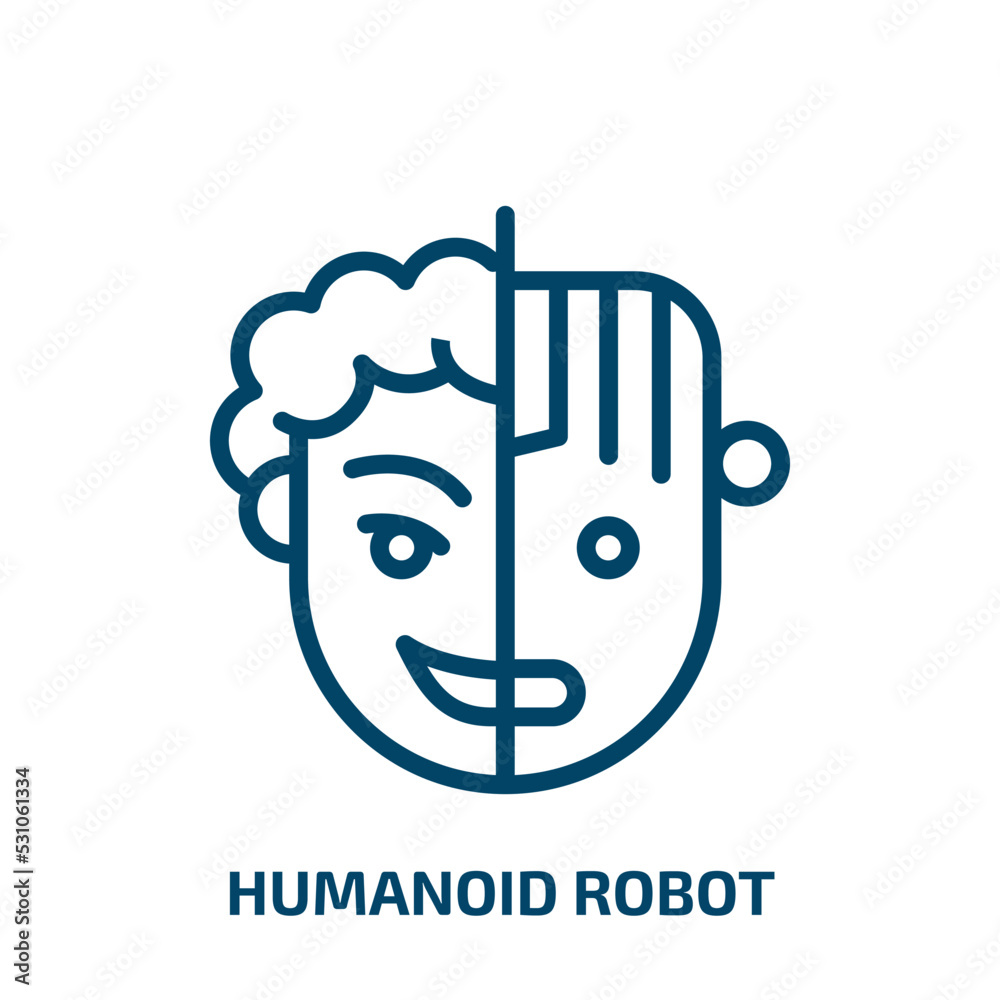 humanoid robot icon from technology collection. Thin linear humanoid ...