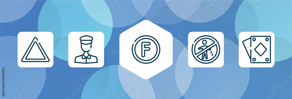 poi public places outline icon set isolated on blue abstract background ...