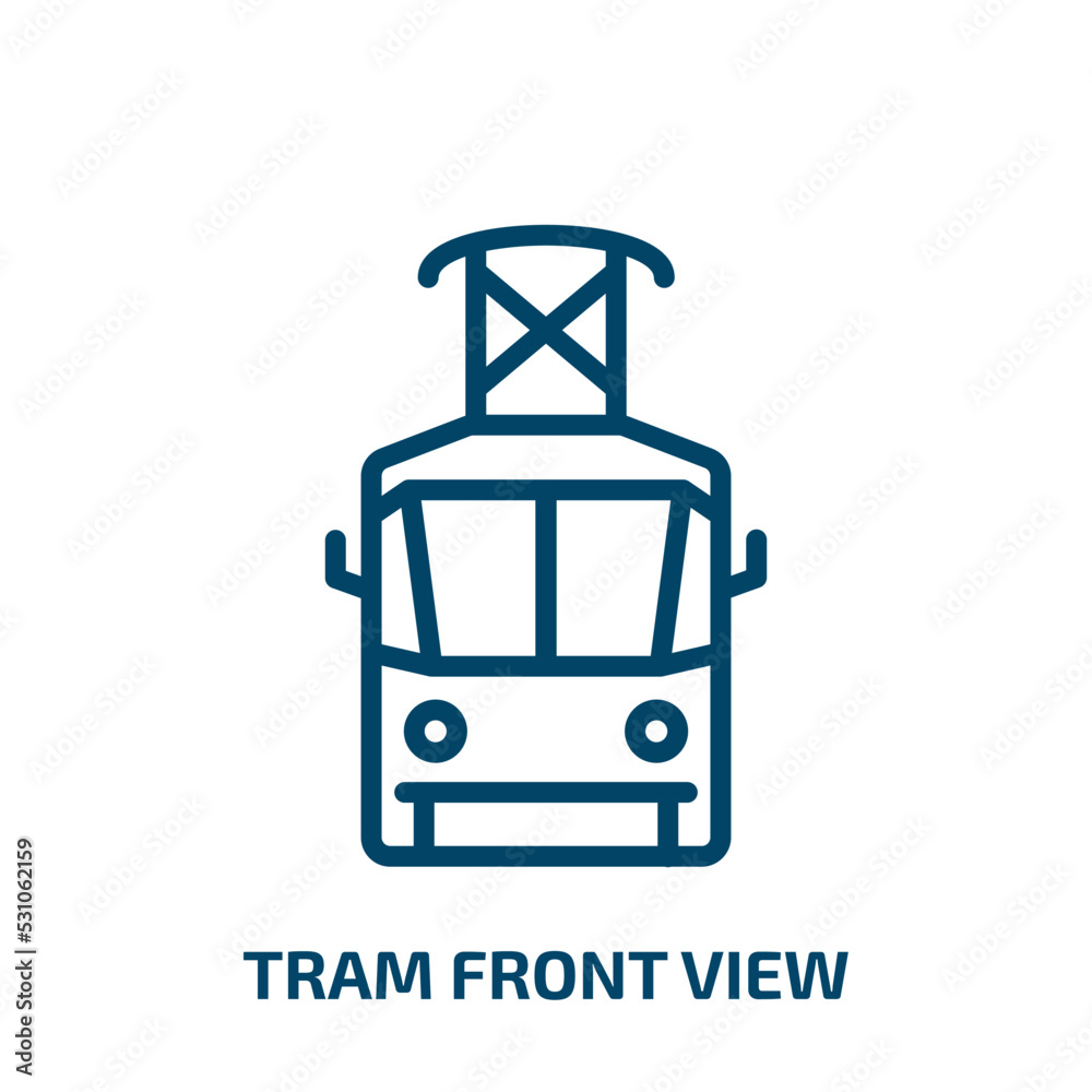 Tram Front View Icon From Transportation Collection Thin Linear Tram Front View Railway Tram