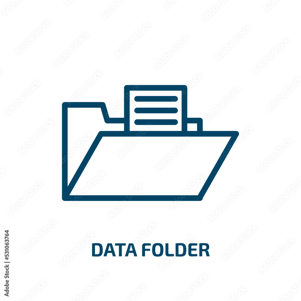 data folder icon from user interface collection. Thin linear data folder, data, folder outline ...