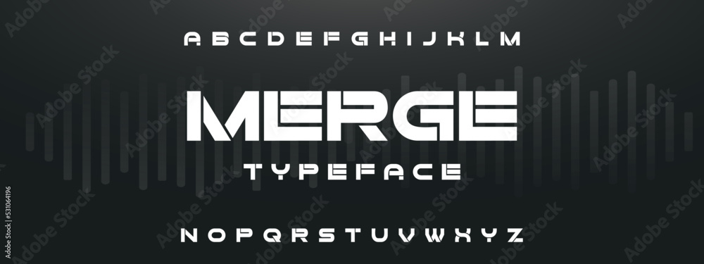 MERGE Sports minimal tech font letter set. Luxury vector typeface for ...