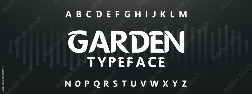 GARDEN Sports minimal tech font letter set. Luxury vector typeface for ...