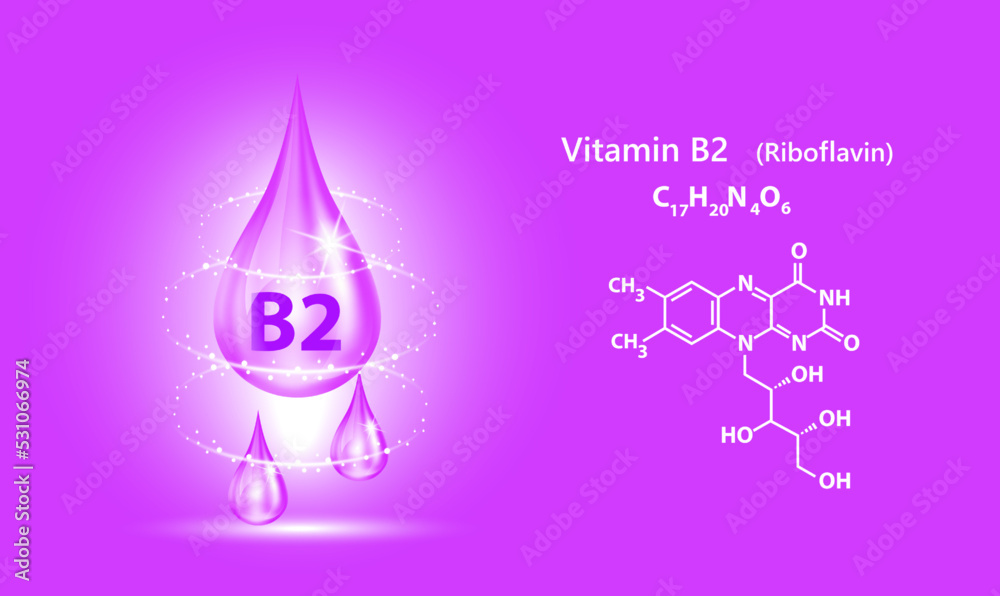 Icon structure vitamin B2 drop water collagen purple pea flowers. 3D ...