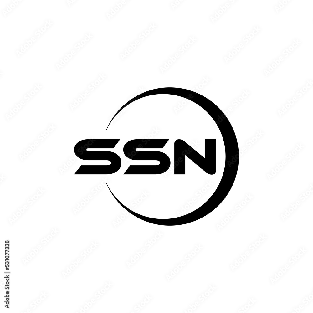 SSN letter logo design with white background in illustrator, cube logo ...