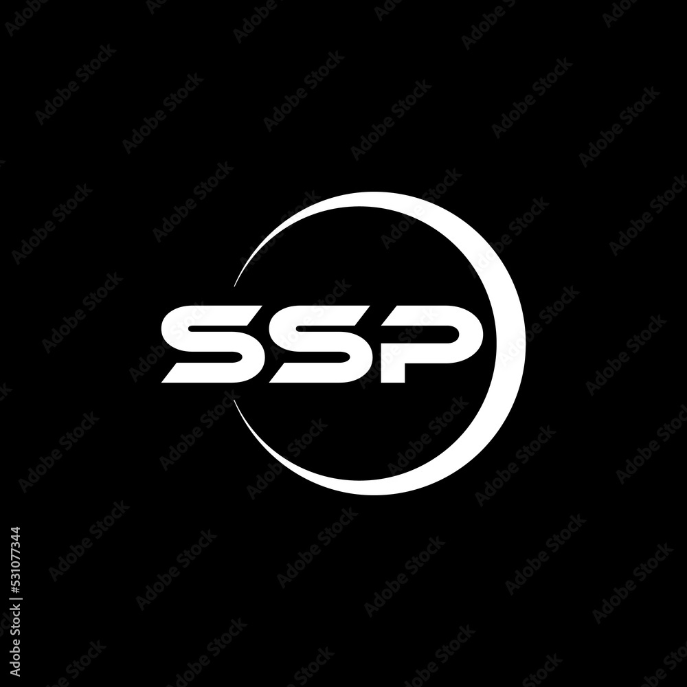SSP letter logo design with black background in illustrator, cube logo ...