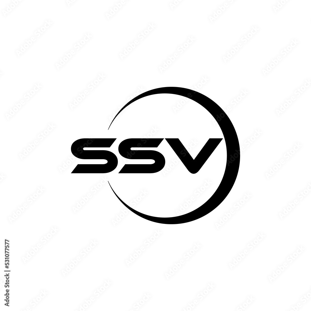 SSV letter logo design with white background in illustrator, cube logo ...