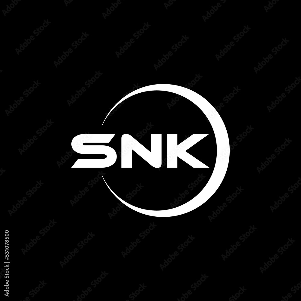 SNK letter logo design with black background in illustrator, cube logo ...