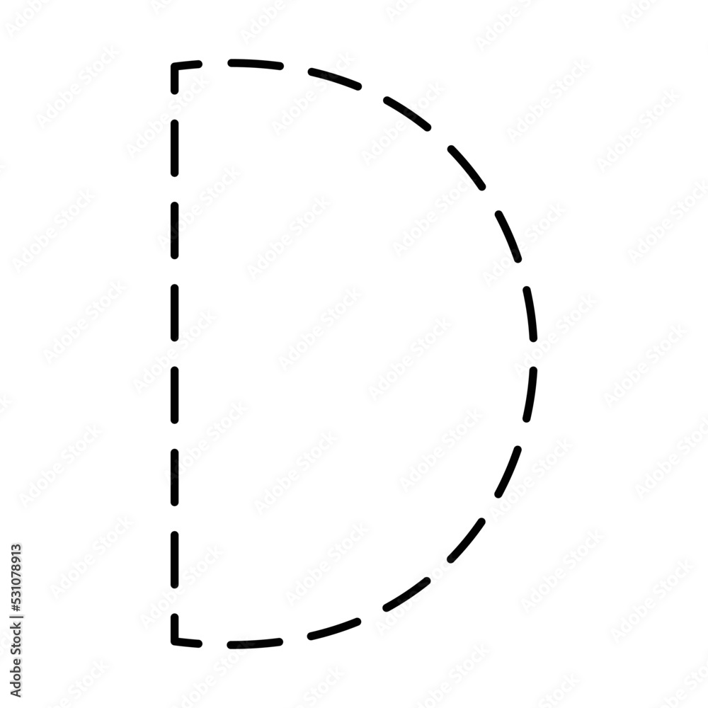 Tracing Alphabet letter D prewriting dotted line element for ...