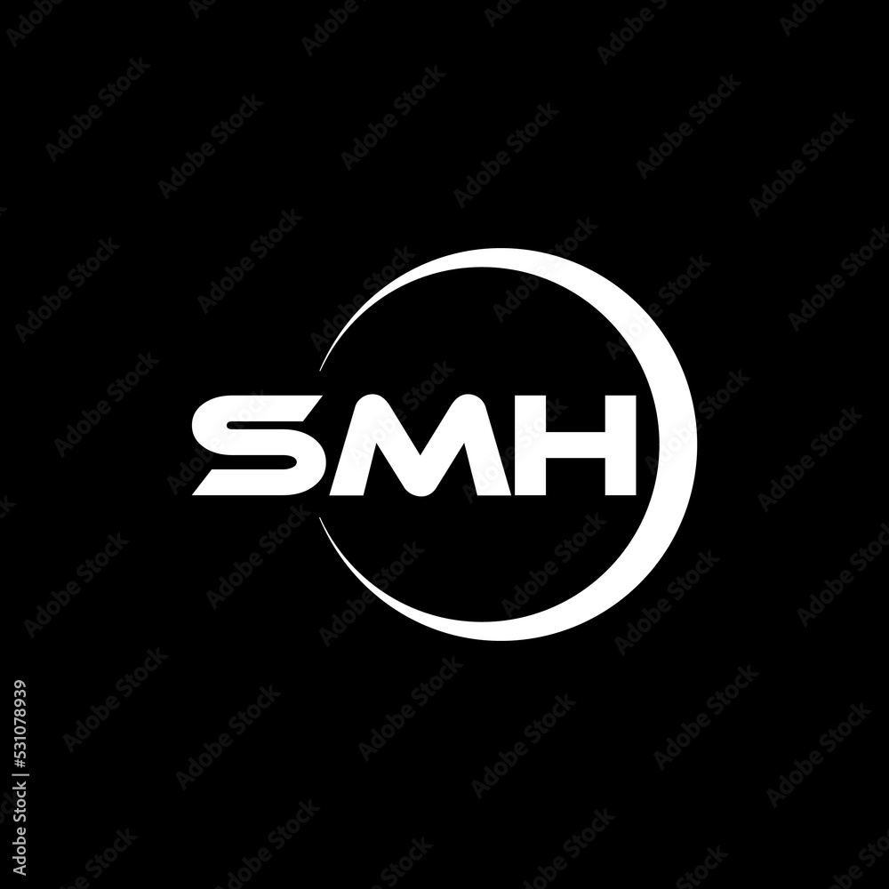 SMH letter logo design with black background in illustrator, cube logo ...