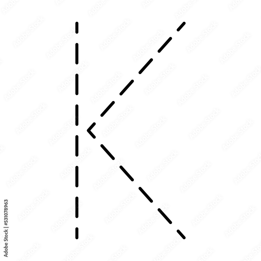 Tracing Alphabet letter K prewriting dotted line element for ...
