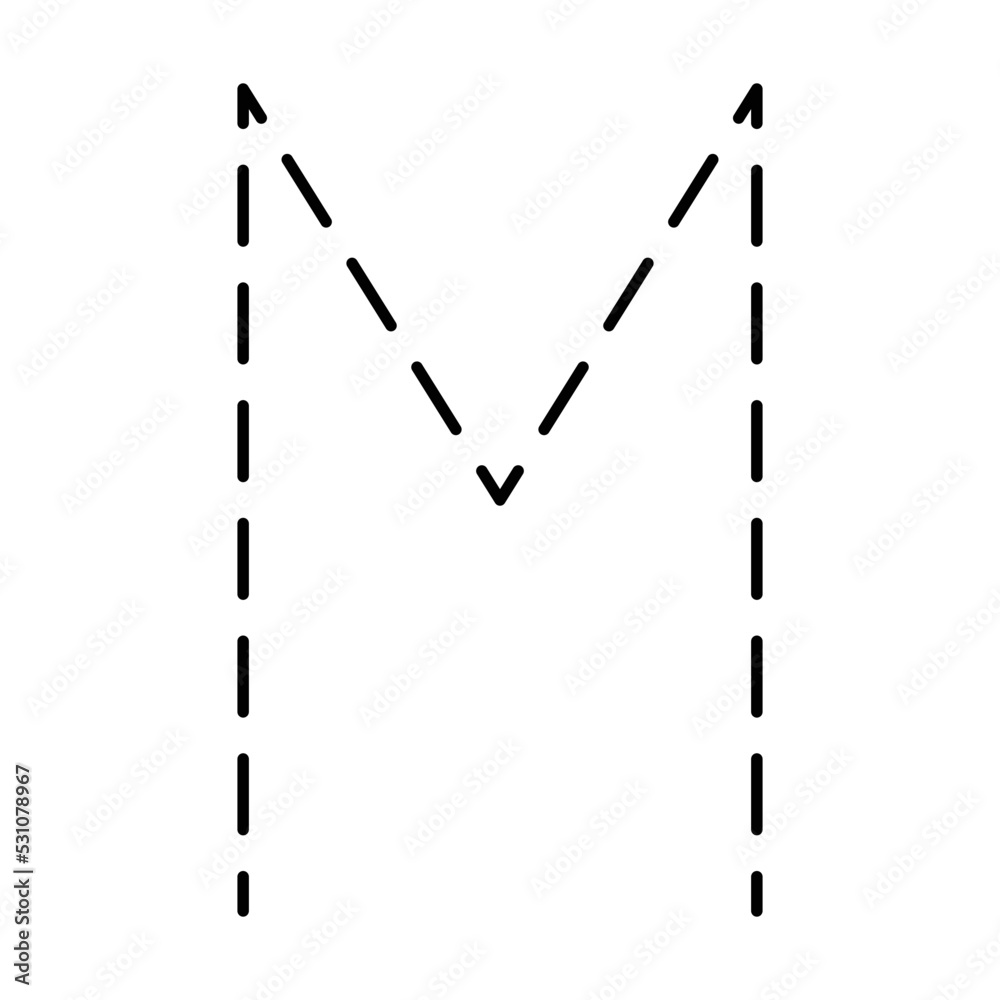 Tracing Alphabet letter M prewriting dotted line element for ...