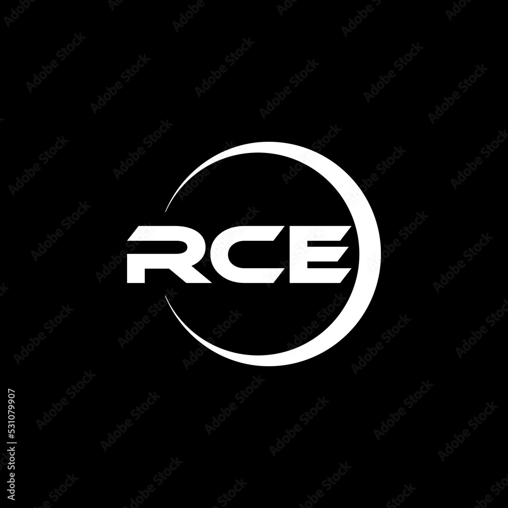 RCE letter logo design with black background in illustrator, cube logo ...
