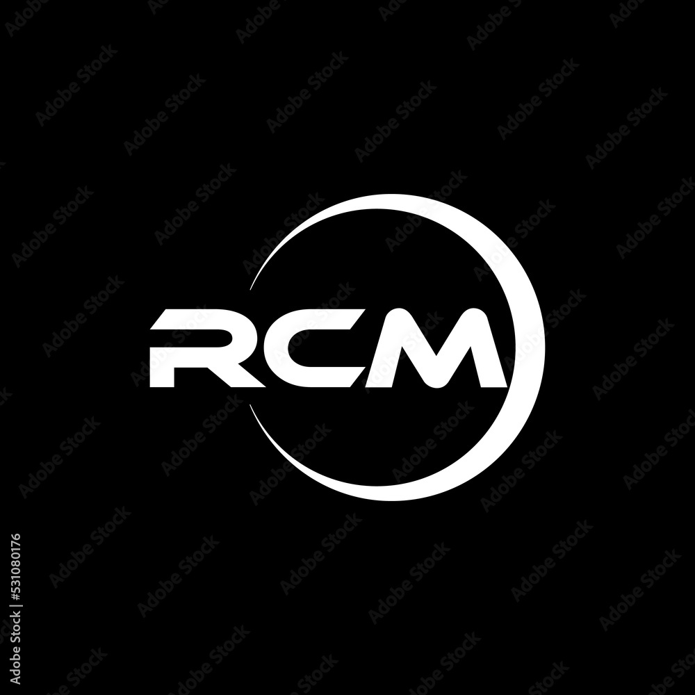 RCM letter logo design with black background in illustrator, cube logo, vector logo, modern ...