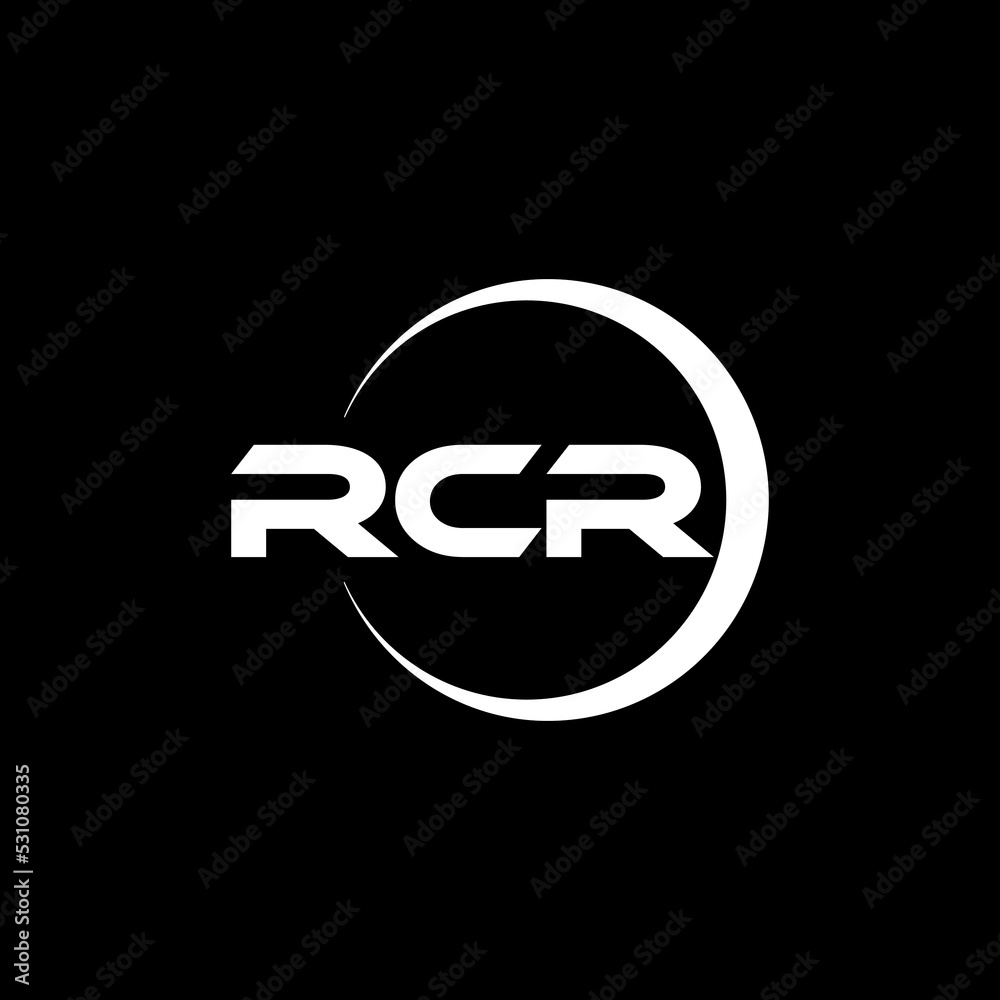 RCR letter logo design with black background in illustrator, cube logo ...