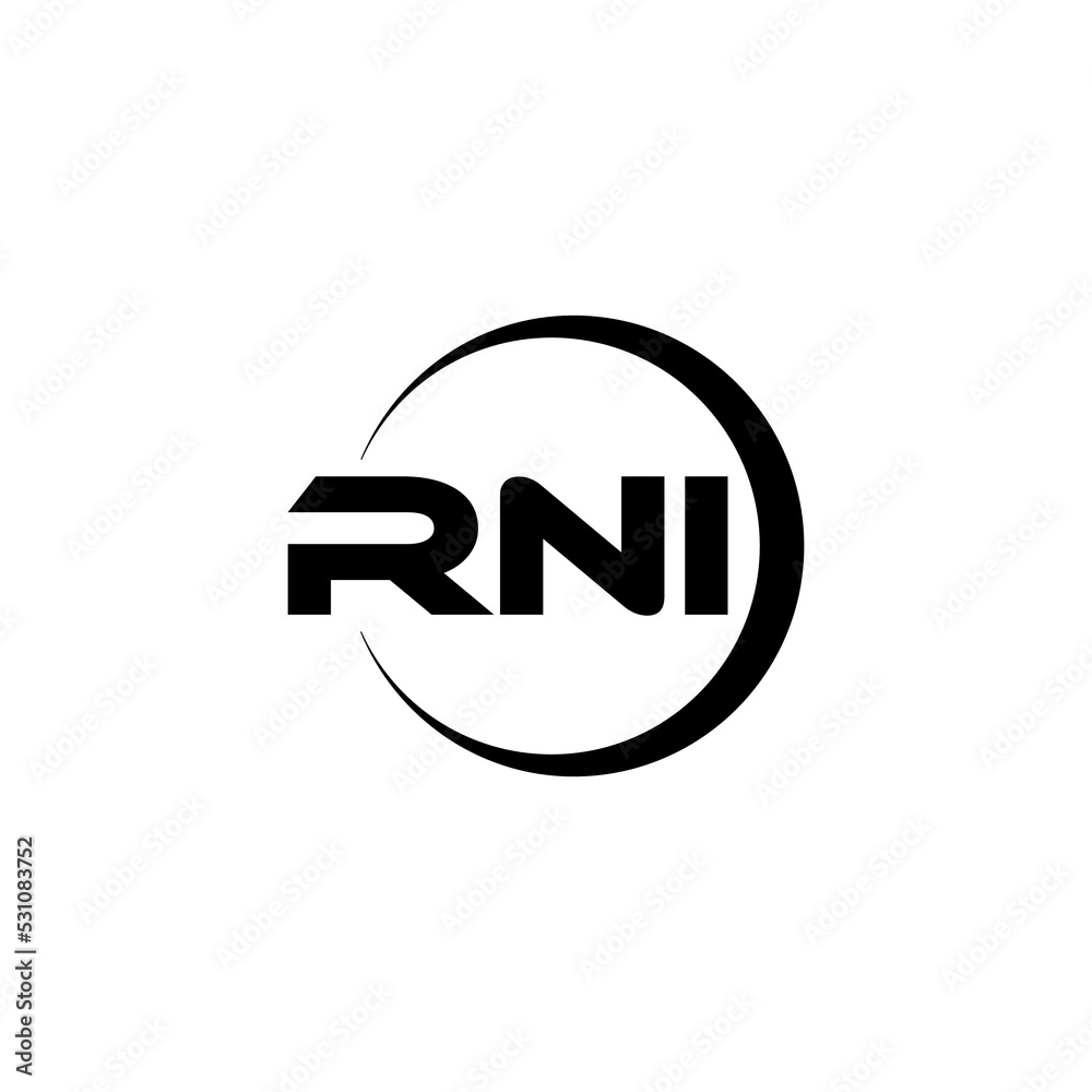 RNI letter logo design with white background in illustrator, cube logo ...