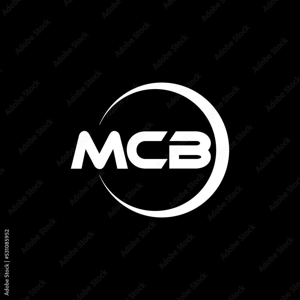 MCB letter logo design with black background in illustrator, cube logo ...