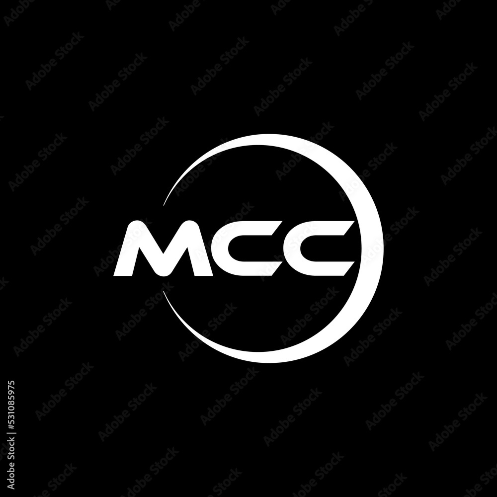 MCC letter logo design with black background in illustrator, cube logo ...