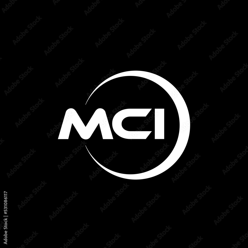 MCI letter logo design with black background in illustrator, cube logo ...