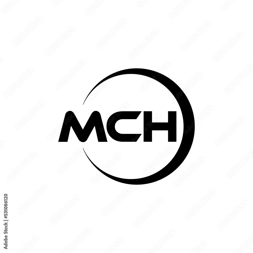 MCH letter logo design with white background in illustrator, cube logo ...