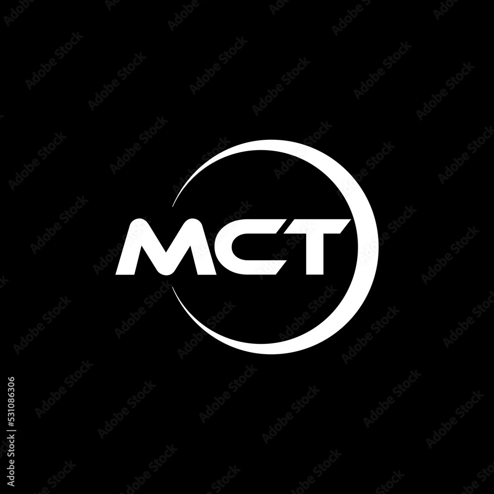 MCT letter logo design with black background in illustrator, cube logo ...