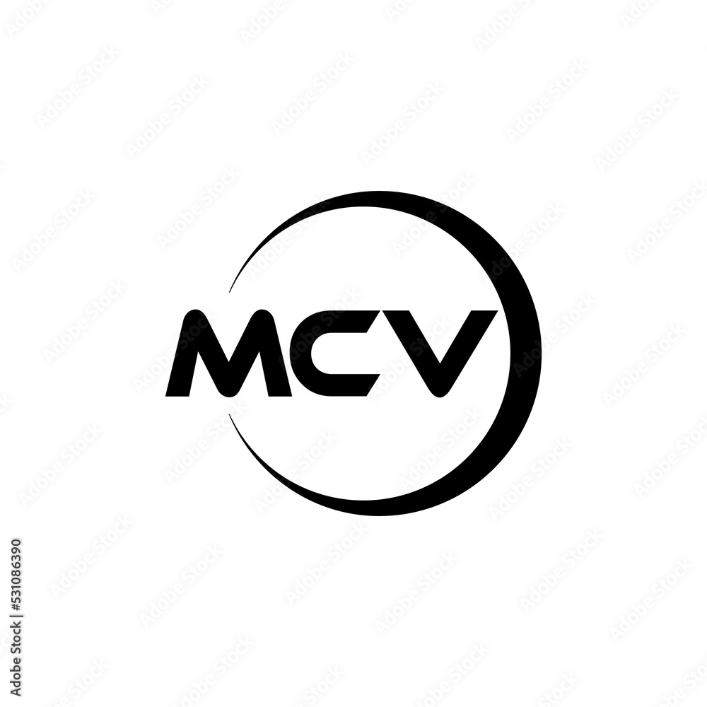 MCV letter logo design with white background in illustrator, cube logo ...