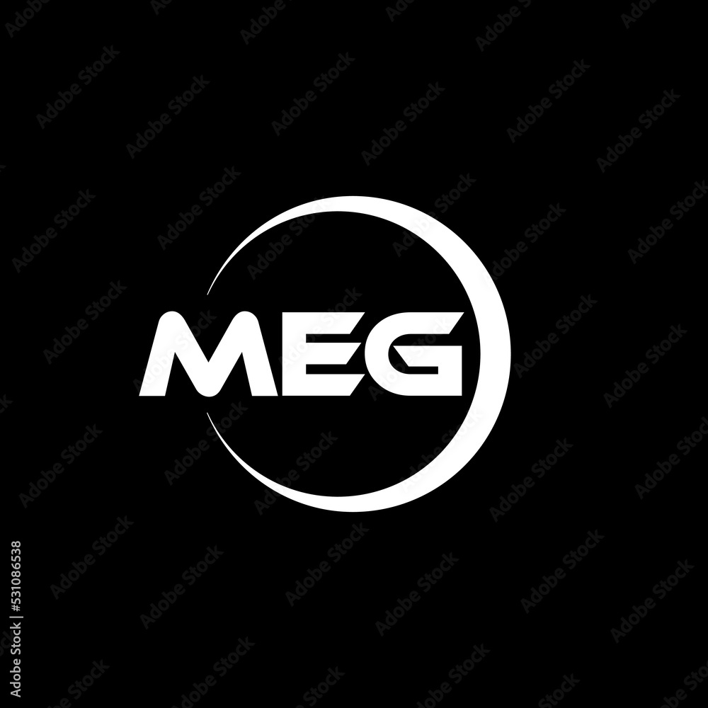 MEG letter logo design with black background in illustrator, cube logo ...