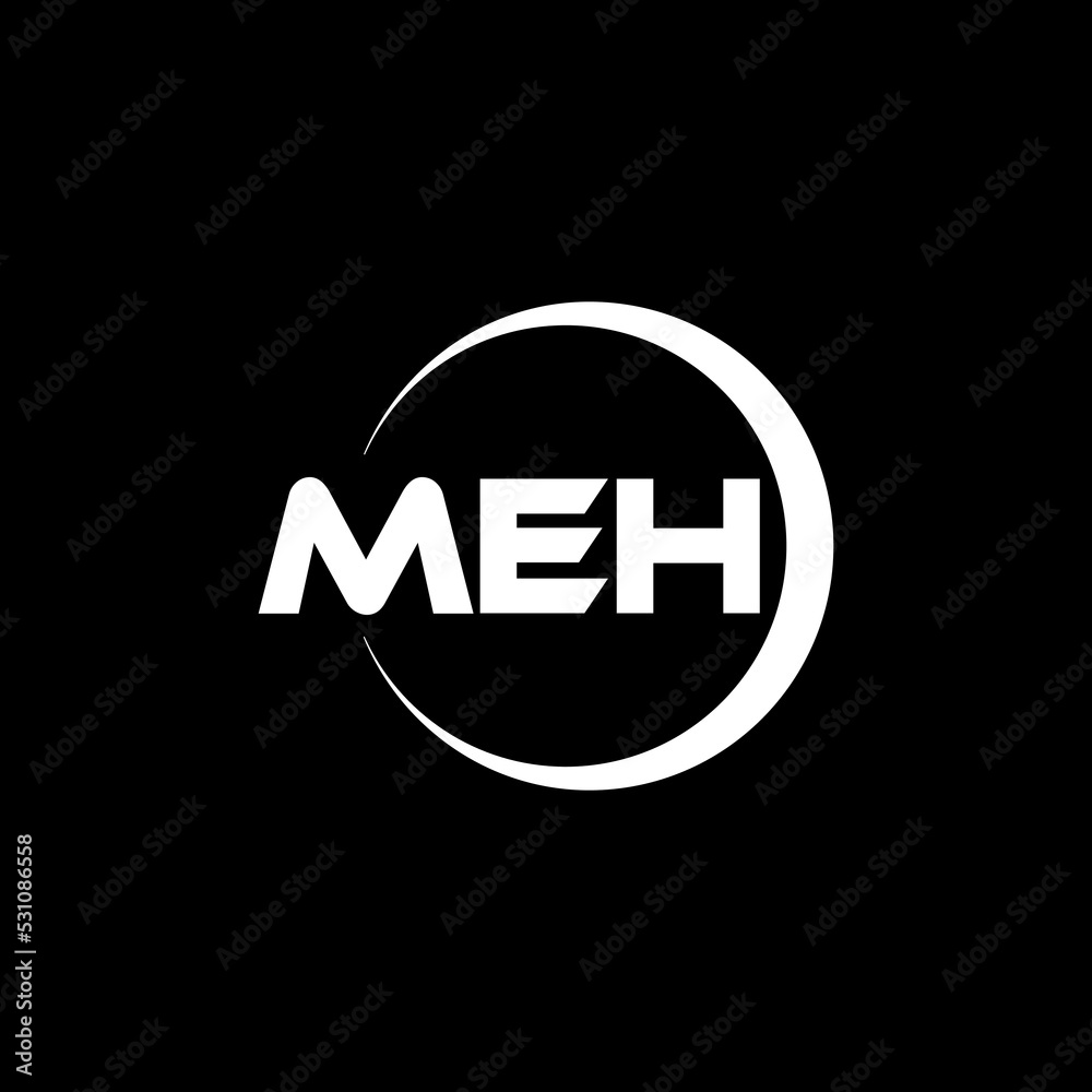 MEH letter logo design with black background in illustrator, cube logo ...