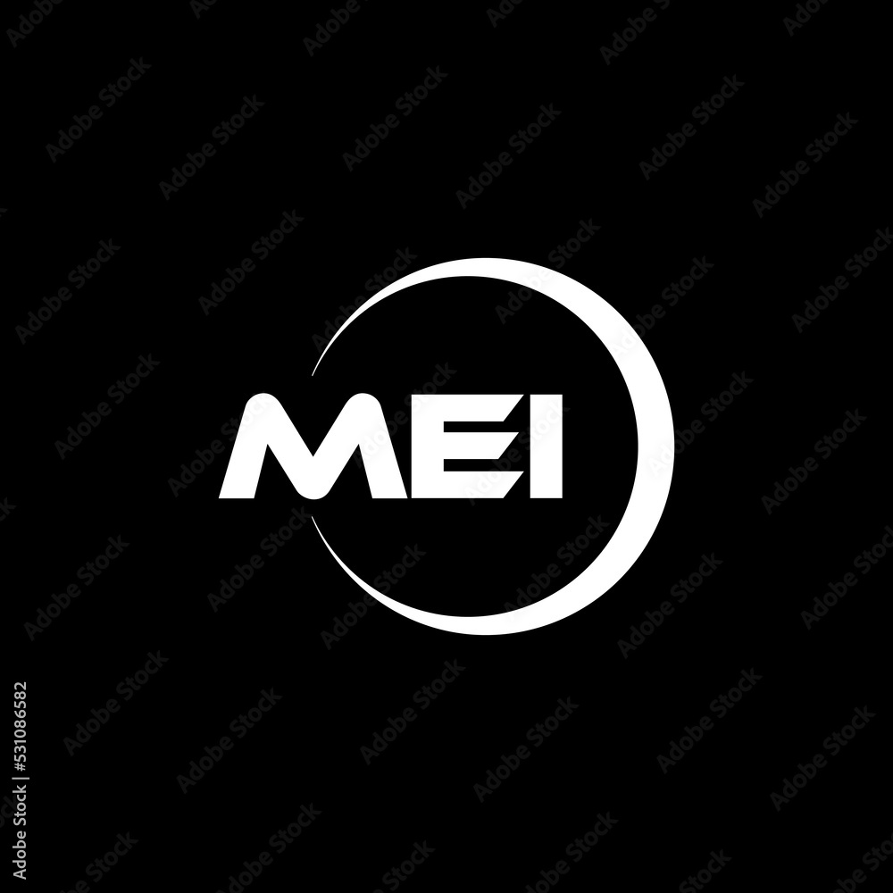 MEI letter logo design with black background in illustrator, cube logo ...