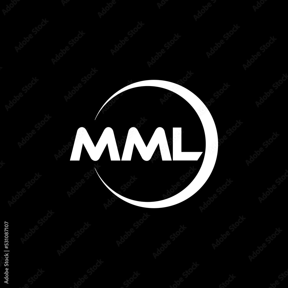 MML letter logo design with black background in illustrator, cube logo ...