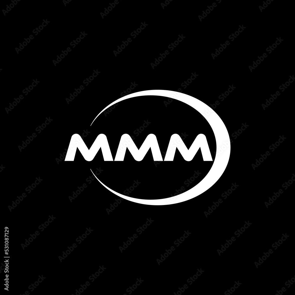 MMM letter logo design with black background in illustrator, cube logo ...