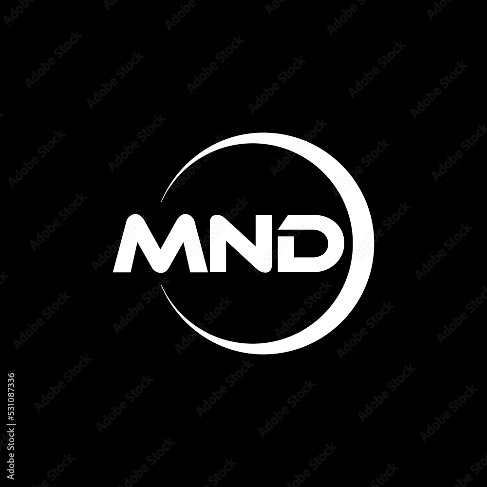 Vetor do Stock: MND letter logo design with black background in ...