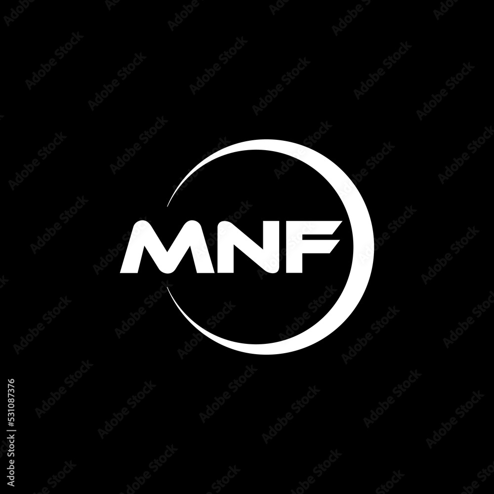 MNF letter logo design with black background in illustrator, cube logo ...