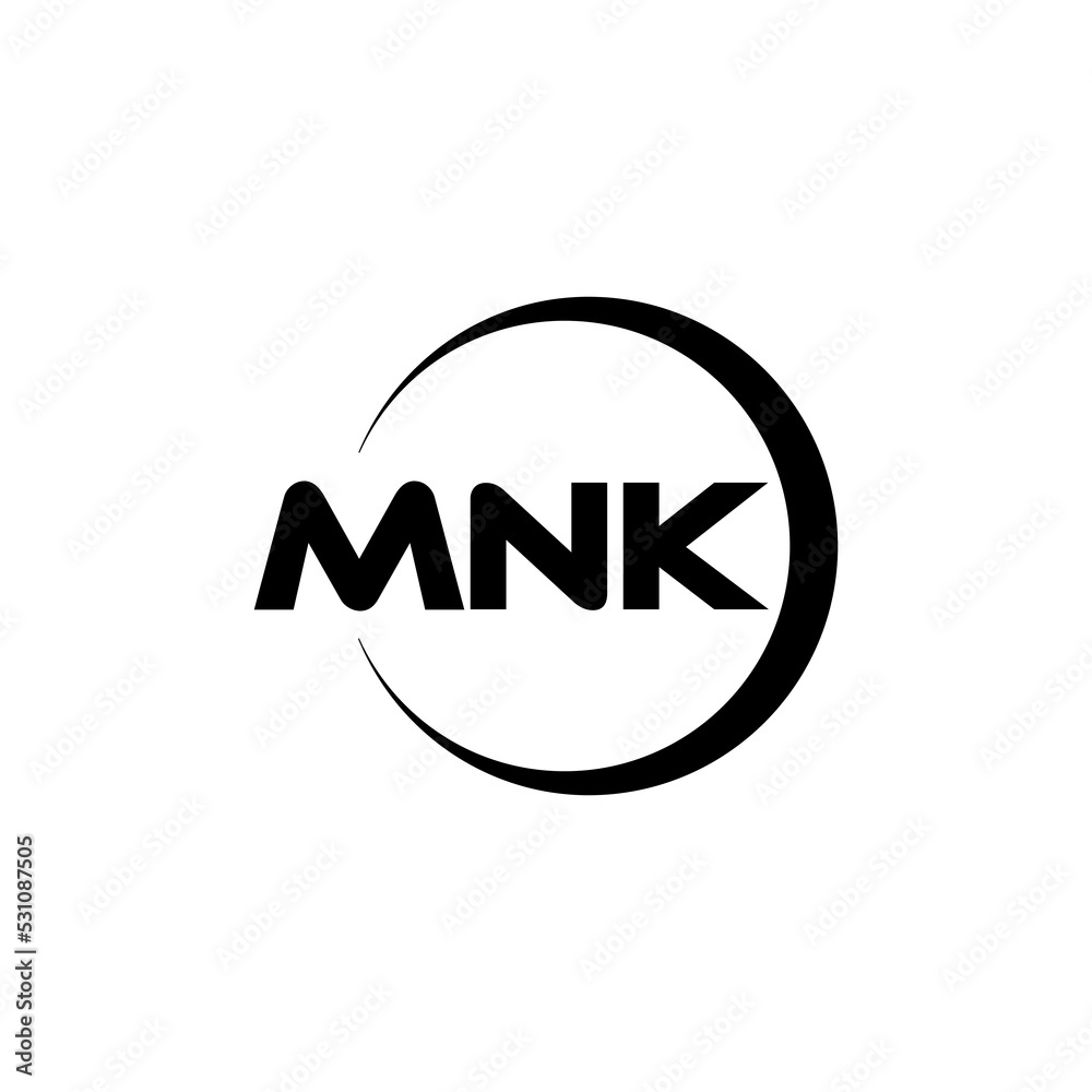 Vetor do Stock: MNK letter logo design with white background in ...