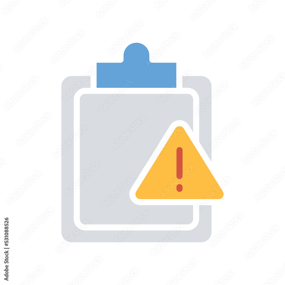Clipboard with exclamation point Important document sign, caution file ...